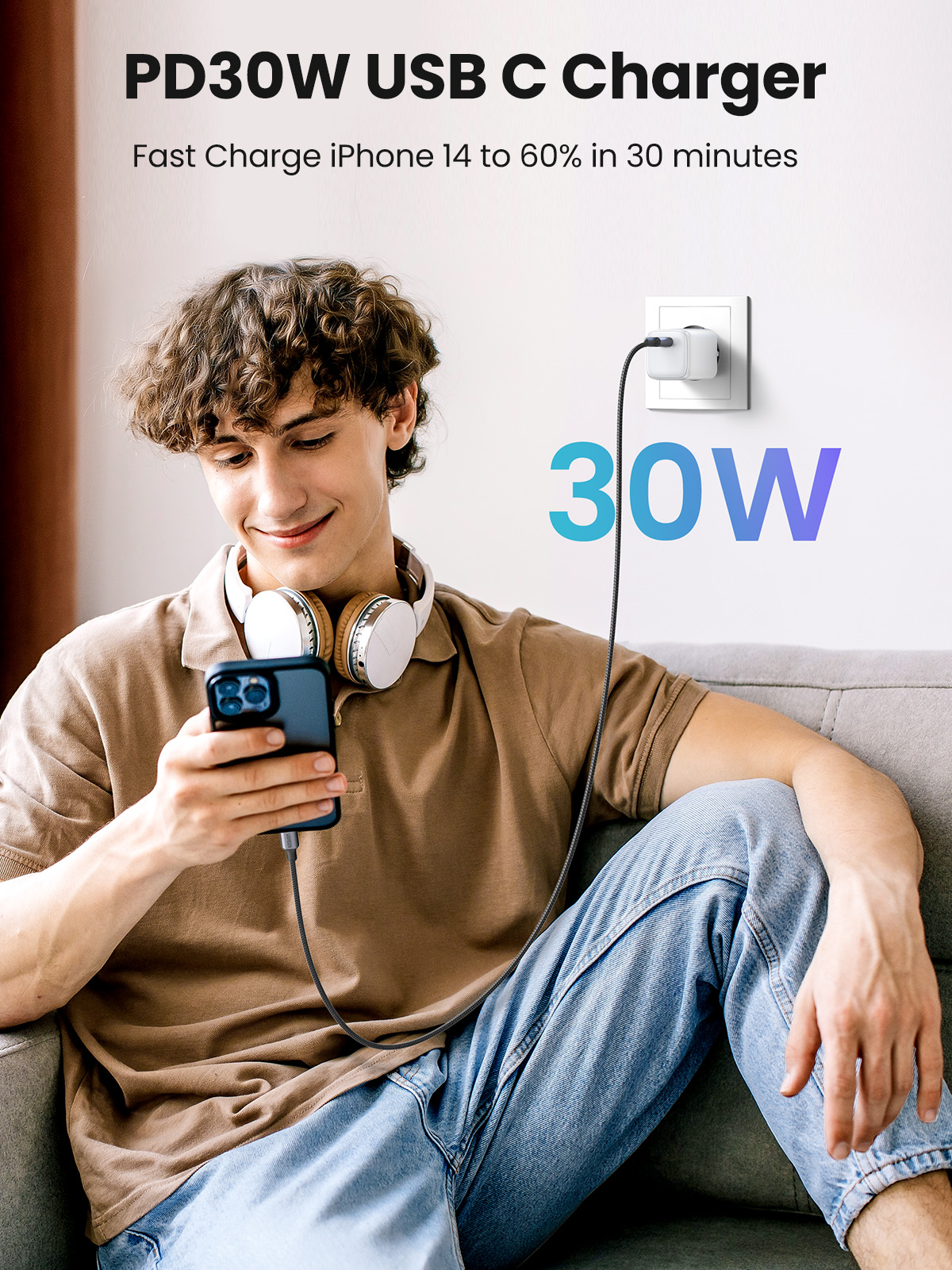 Ugreen 5W/30W Charger 5V1A อะแดปเตอร์หัวชาร์จ USB สําหรับ iPhone 13/12/11/8 Pro Max Xiaomi ...