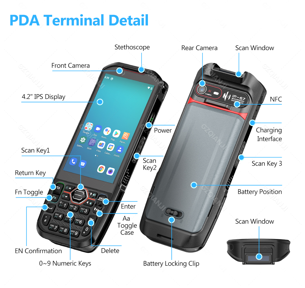 ที่เก็บข้อมูลแบบพกพา เคาน์เตอร์สินค้าคงคลัง Android 13 PDA Terminal 6 ...
