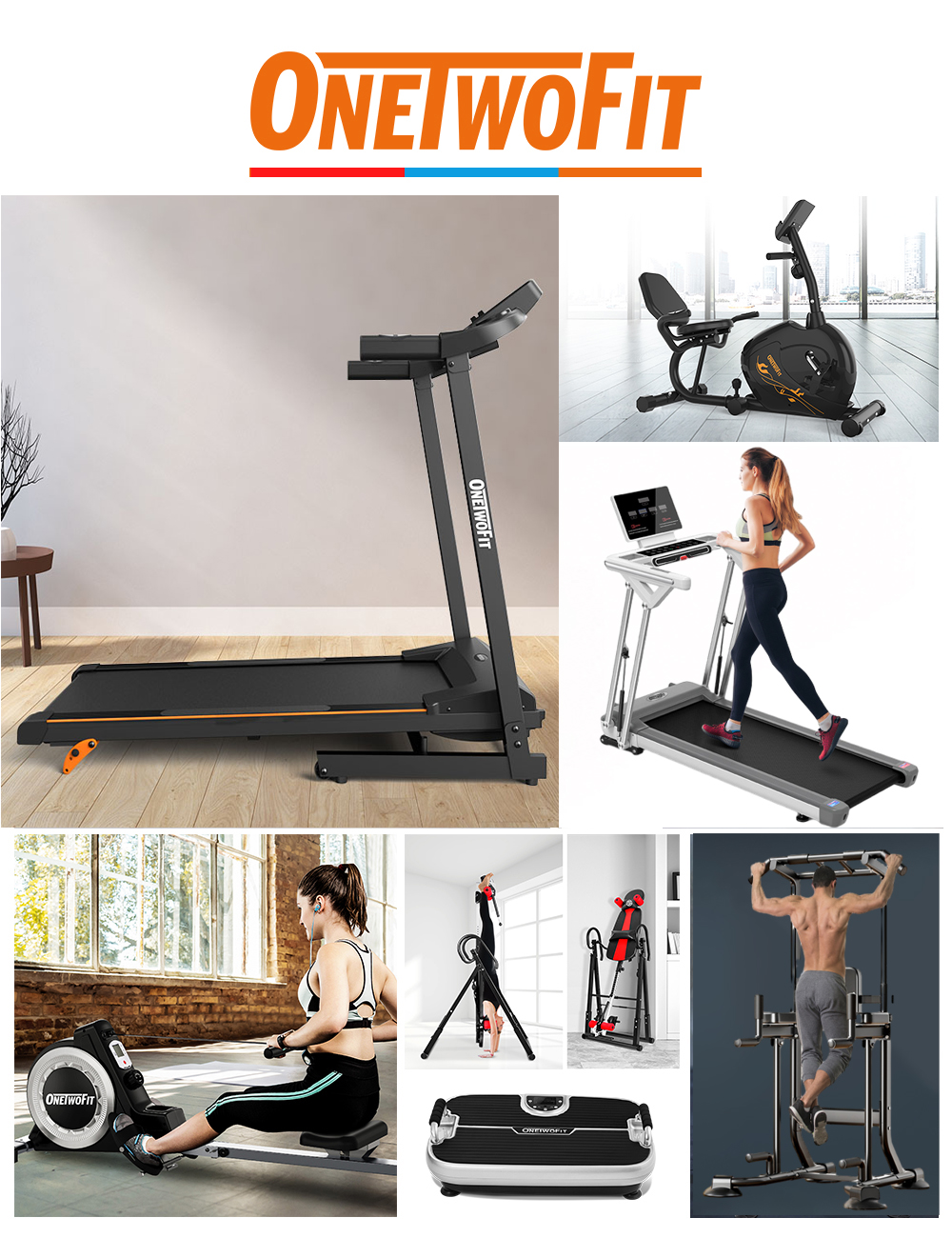 Onetwofit แทรมโพลีน 50 นิ้ว หกเหลี่ยม แทรมโพลีนผู้ใหญ่ ราวจับปรับความสูงได้ 5 ระดับ สปริงแข็งแรง ...