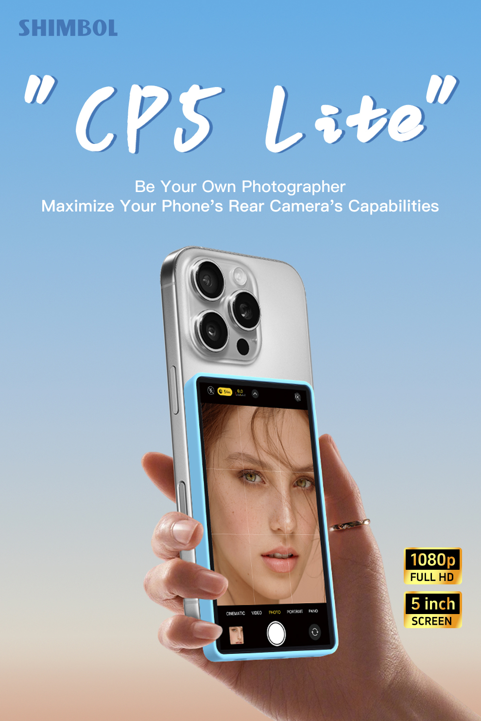 Shimbol CP5 Lite 5 FHD โทรศัพท์มือถือด้านหลังกล้อง Selfie Monitor หน้าจอ,ระยะทางเกียร์ 50M VS ...