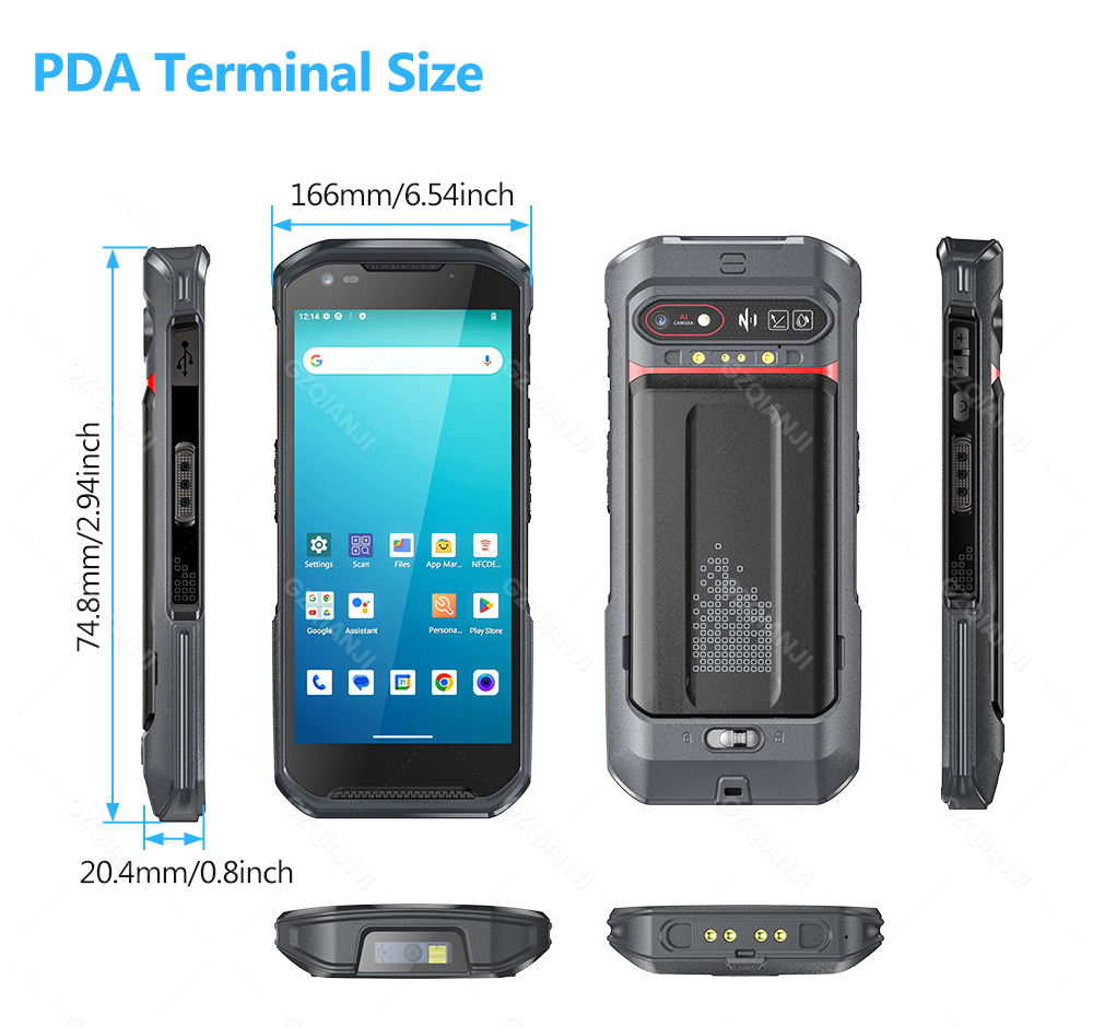 4g Lte Android 13 เทอร์มินัล PDA มือถือ 5.5 นิ้วพร้อมเครื่องอ่านบาร์ ...