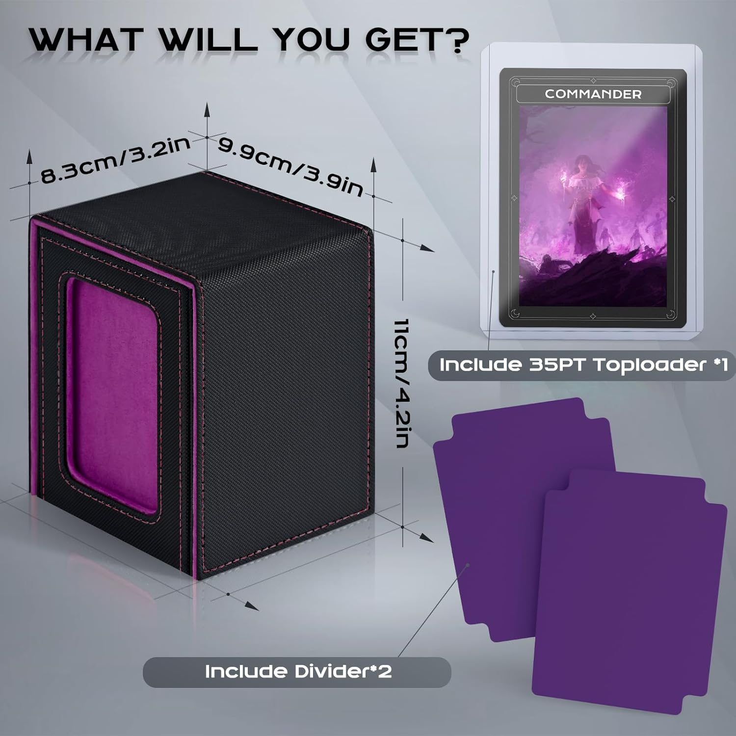 deck box พร้อมหน้าต่างแสดงผล for toploader TCG/MTG Card Game ความจุขนาด ...