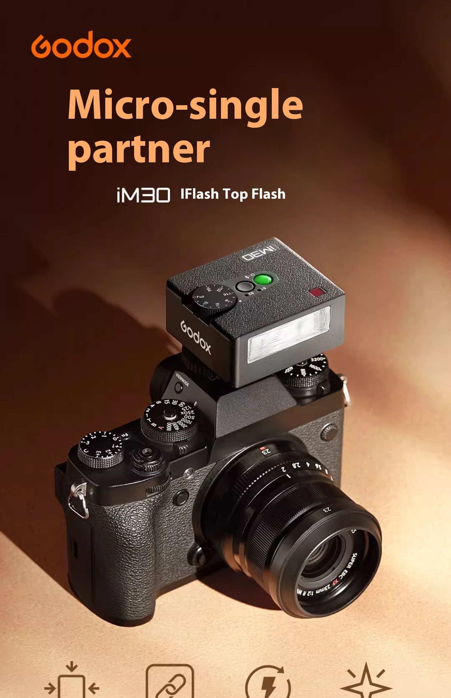 Godox iM30 Camera Flash Mini Pocket Flash for Various Camera Output ...
