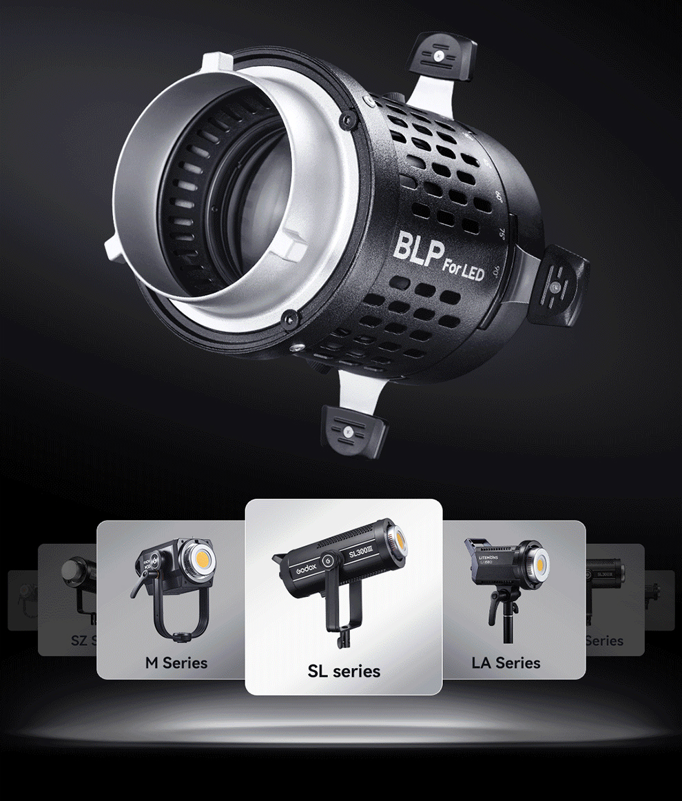 Godox BLP LED Projection สิ่งที่แนบมา 360° การหมุน, ตัวยึด Bowens, สปอต ...