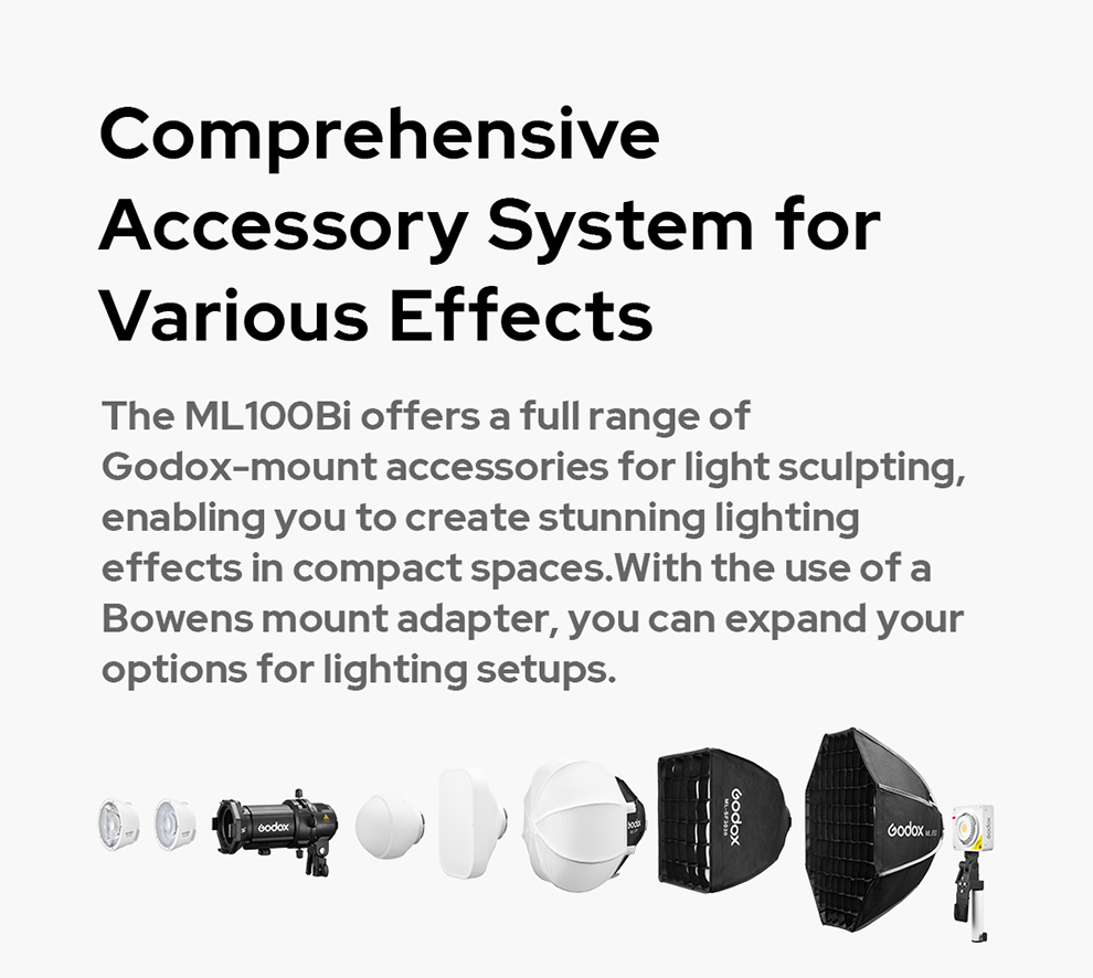 Godox ML100Bi 120W Bi-Color 2800K-6500K แบบพกพา LED Video light แบบพกพาเติมแสง ML100 Bi | Shopee ...