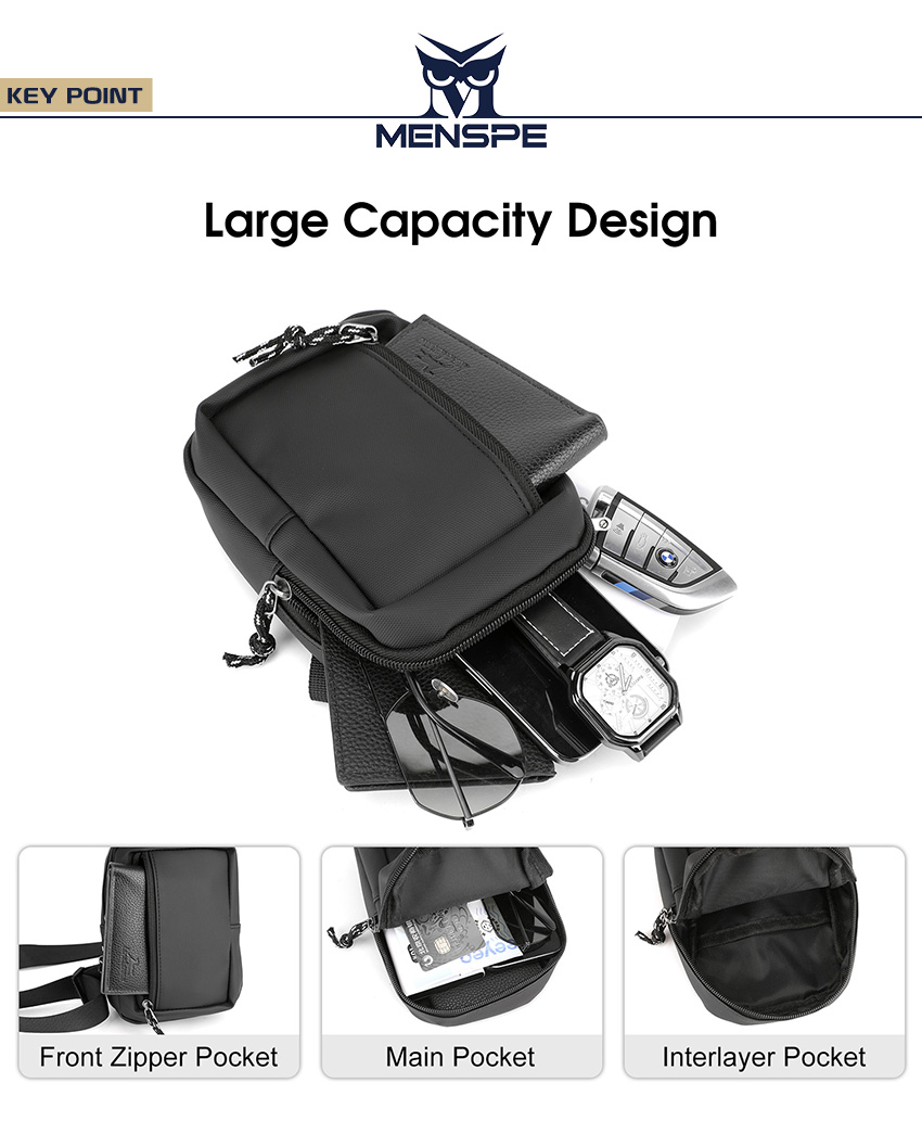 Menspe Mens Chest Bag Fashion Film Bag Mini Anti-Scratch Bag Wear ...