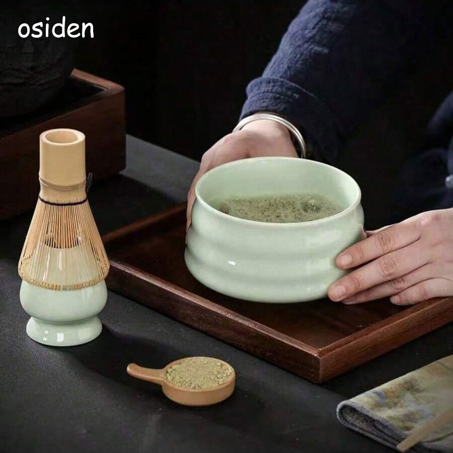osiden ชุดชามมัทฉะ (4ชิ้น) Chawan ถ้วยชงมัทฉะ ถ้วยชงชาเขียว แปรงชงชา ...