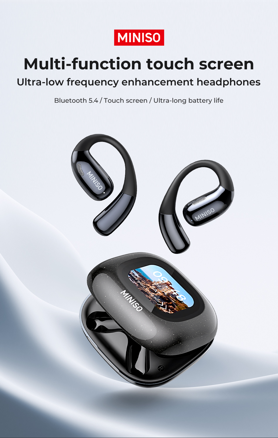 Miniso M96 หูฟังอัจฉริยะหน้าจอสัมผัสอเนกประสงค์ หูฟังเปิดหู หูฟัง IPX5 ...