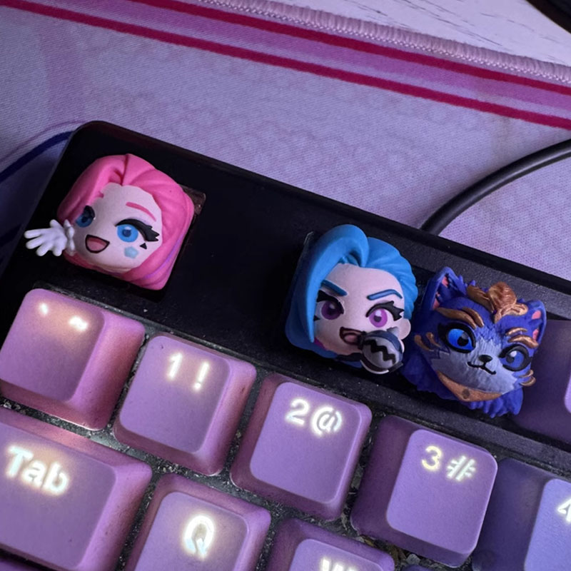 Lol Jinx Keycap น่ารักการ์ตูน 3D สร้างสรรค์น่ารัก MX สวิทช์คีย์บอร์ด ...