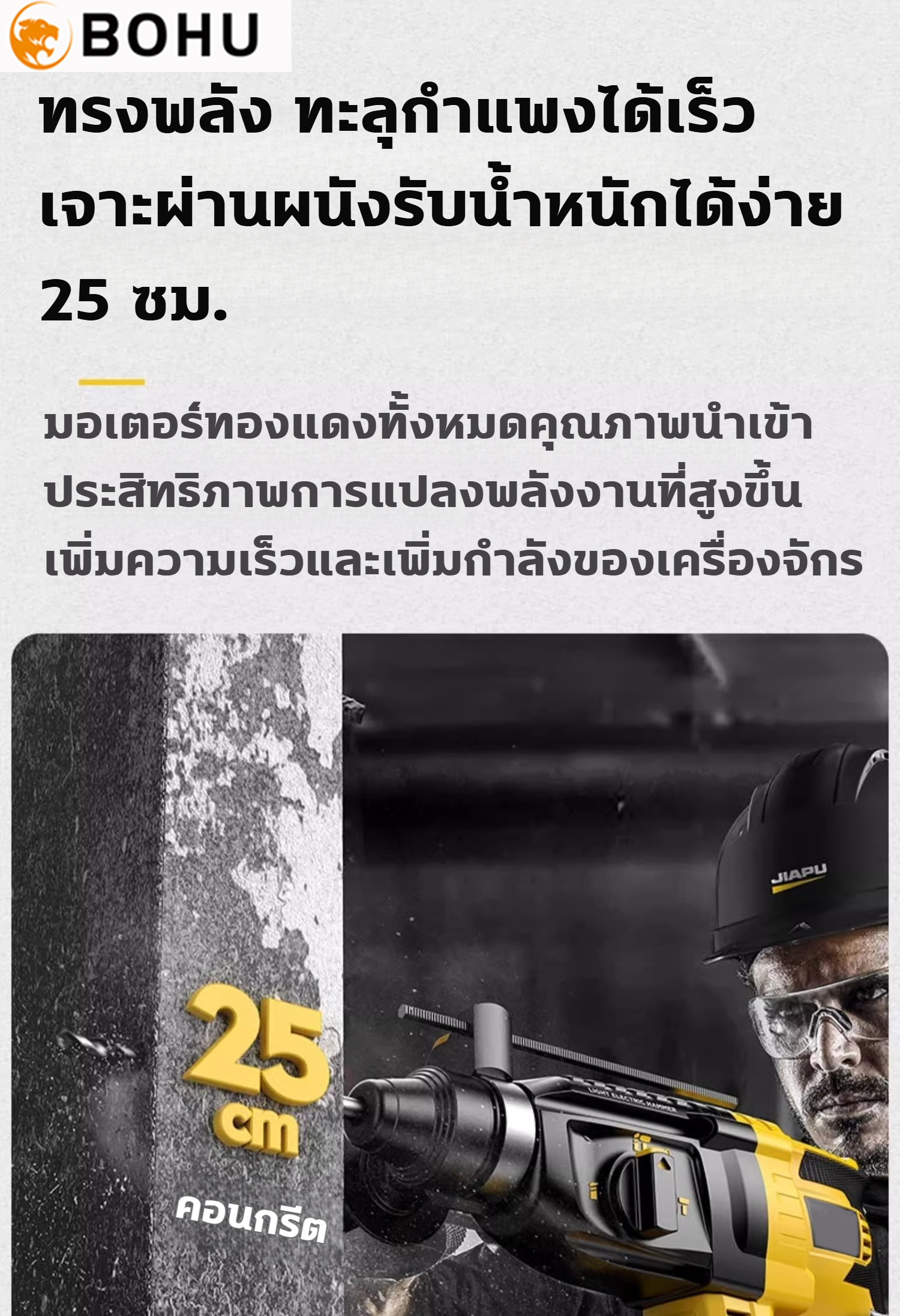 (แพ็ค3) BOHU สว่านไร้สาย 3 ระบบ 1088VF + เครื่องเจียร์ไร้สาย + สว่านโร ...