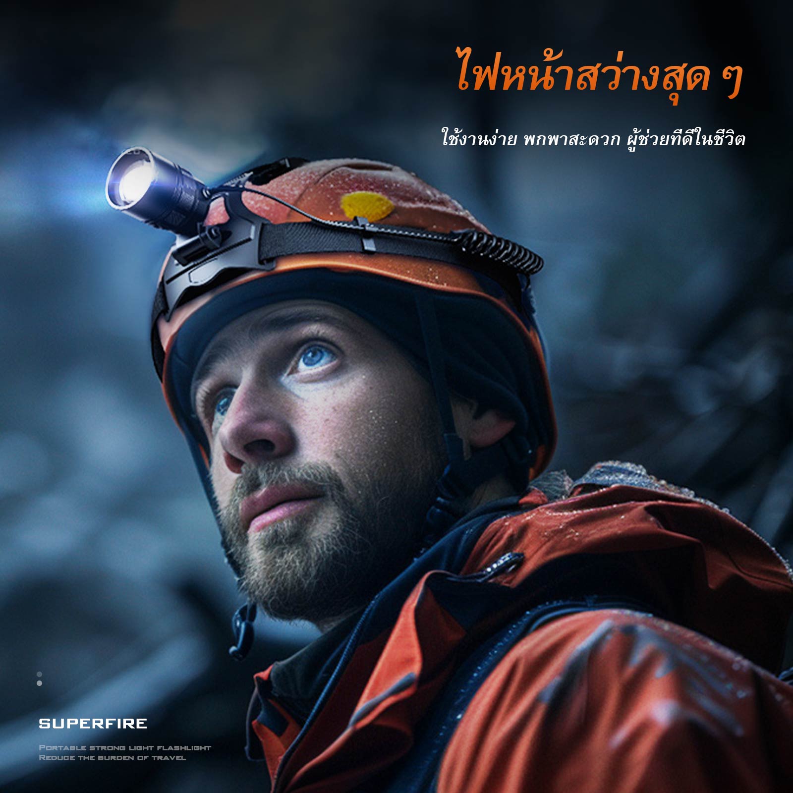 ไฟฉายคาดหัว SUPERFIRE HL77-C 3W ไฟหัว LED ชาร์จได้ ซูมได้ กันน้ำ ...