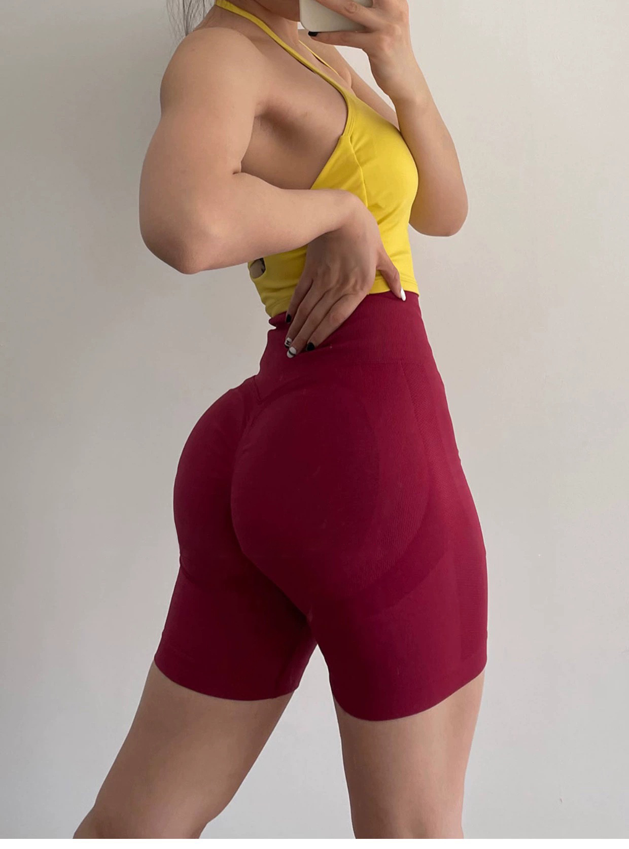 ข้ามพรมแดนหน้าท้องกระชับและยกสะโพกพีชการฝึกอบรมกีฬาแน่นมะพร้าวยืดหยุ่น ...