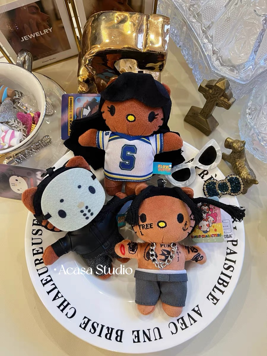 สไตล์ใหม่หนังสีดํา rapper Rap helloKitty จี้ห้อยกระเป๋าสกปรก Braid ...