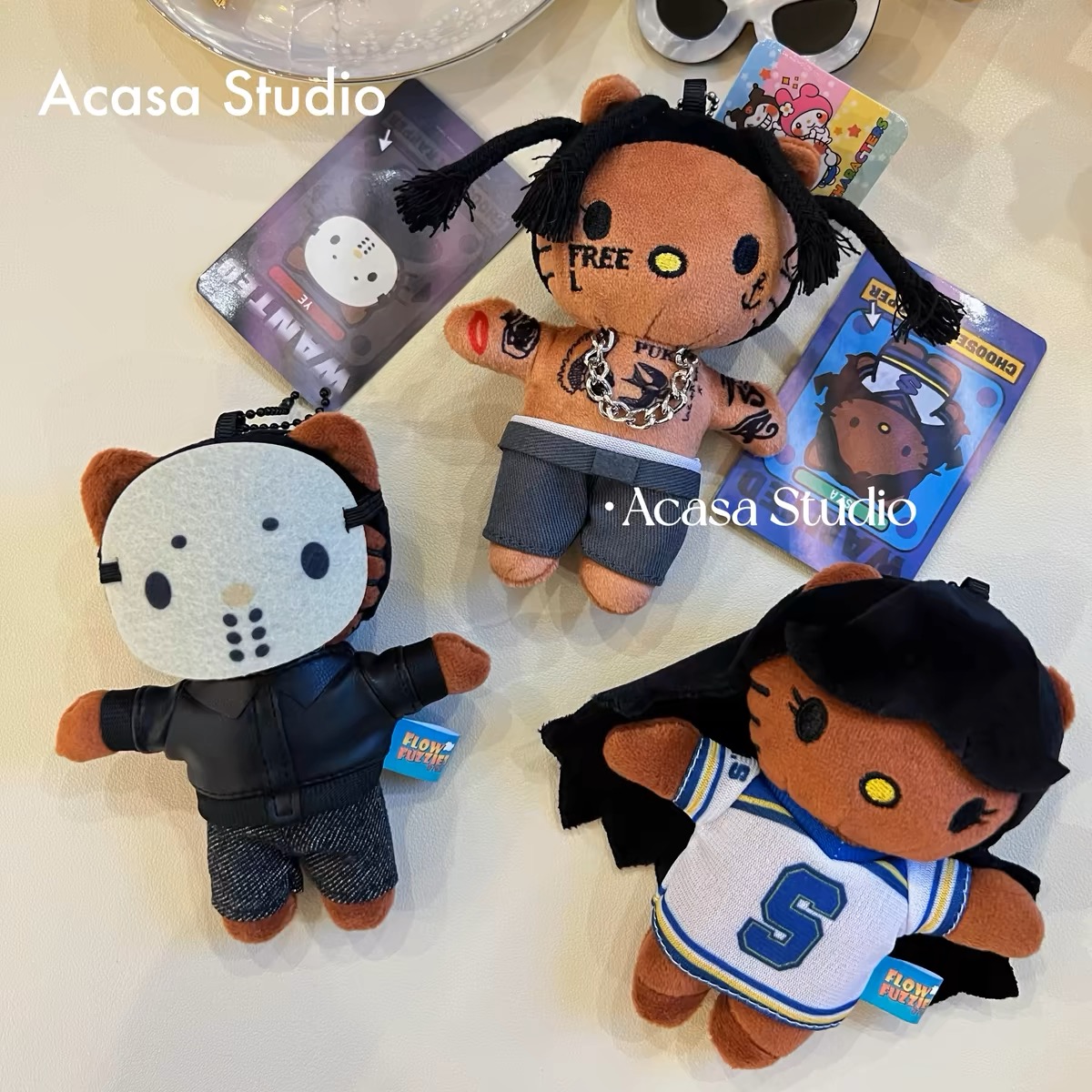 สไตล์ใหม่หนังสีดํา rapper Rap helloKitty จี้ห้อยกระเป๋าสกปรก Braid ...