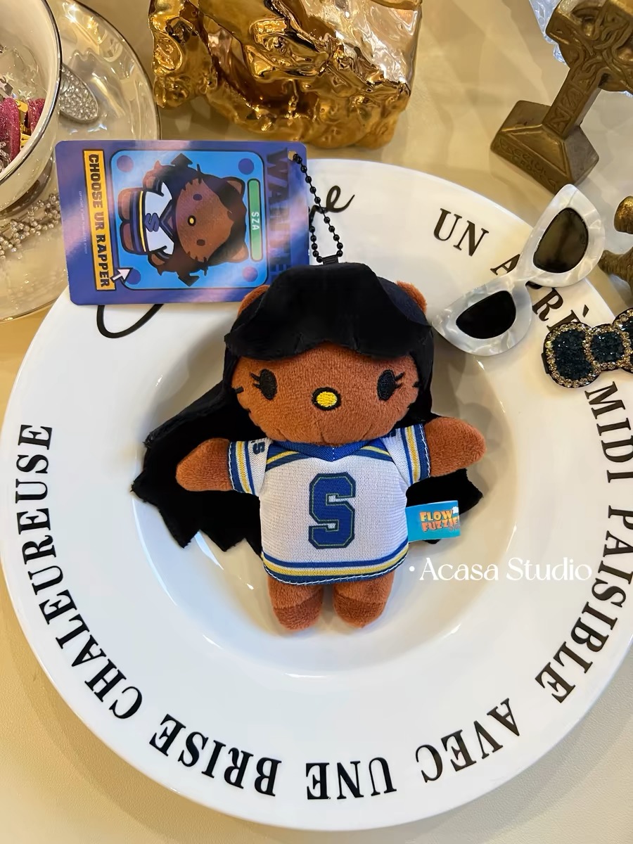 สไตล์ใหม่หนังสีดํา rapper Rap helloKitty จี้ห้อยกระเป๋าสกปรก Braid ...