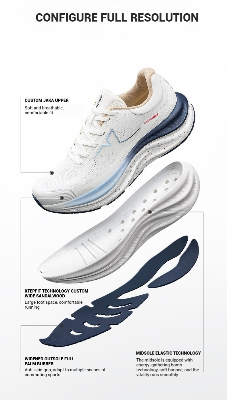 【xtep】QingYun LITE丨รองเท้าวิ่งที่รองรับแรงกระแทกได้กว้าง พื้นรองเท้าชั้นกลางรองรับแรงกระแทกเต็ม ...