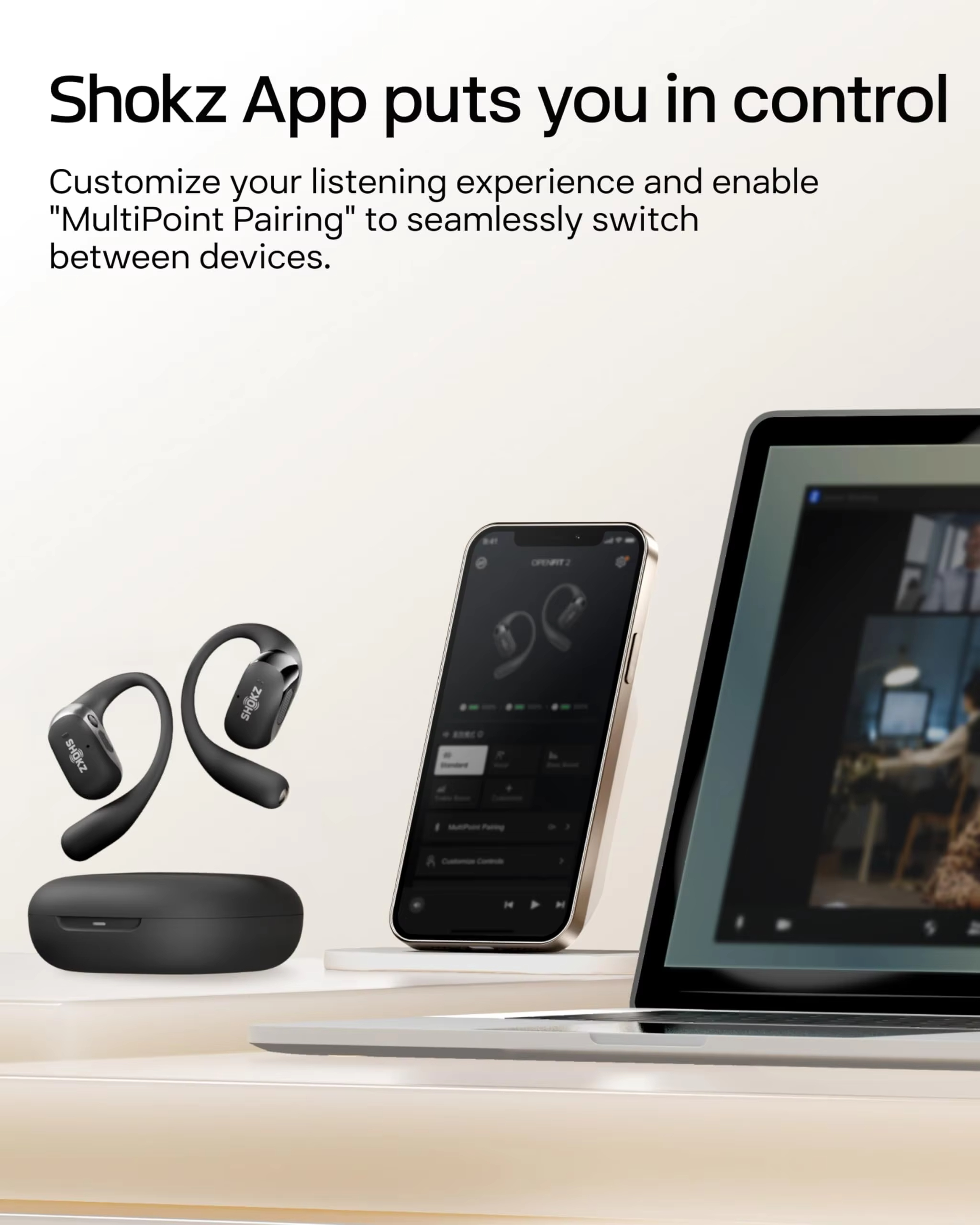 Shokz OpenFit 2 T920 เปิดชุดหูฟังแขวนหูหูฟังบลูทูธไร้สายพร้อมเทคโนโลยี DualBoost AI ลดเสียงรบกวน ...