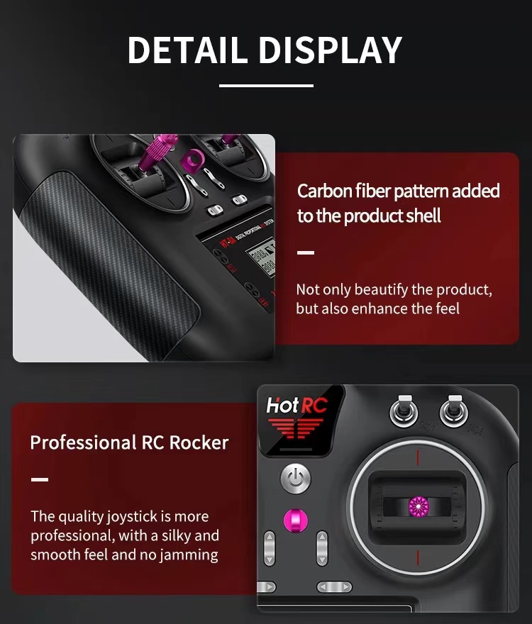 (มือ) Hotrc DS-600 6CH เครื่องส่งสัญญาณ 2.4GHz รีโมทคอนโทรล PWM 6 ช่องตัวรับสัญญาณ FHSS ระบบ ...