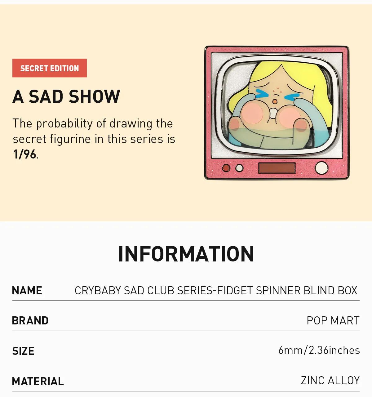 POP MART CRYBABY Sad Club Series Fidget Spinner Mystery Box Crying Baby ...