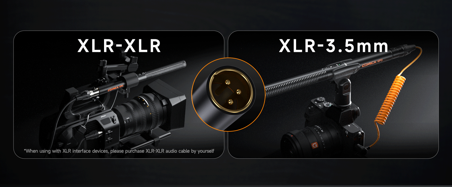 COMICA VP3 Cardioid Condenser XLR Shotgun Microphone, On-Camera ...