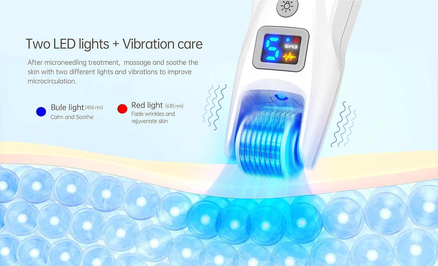 Bio Roller G5 Micro Roller Derma Roller ไฟฟ้า, EMS Beard Roller พร้อมไฟ ...