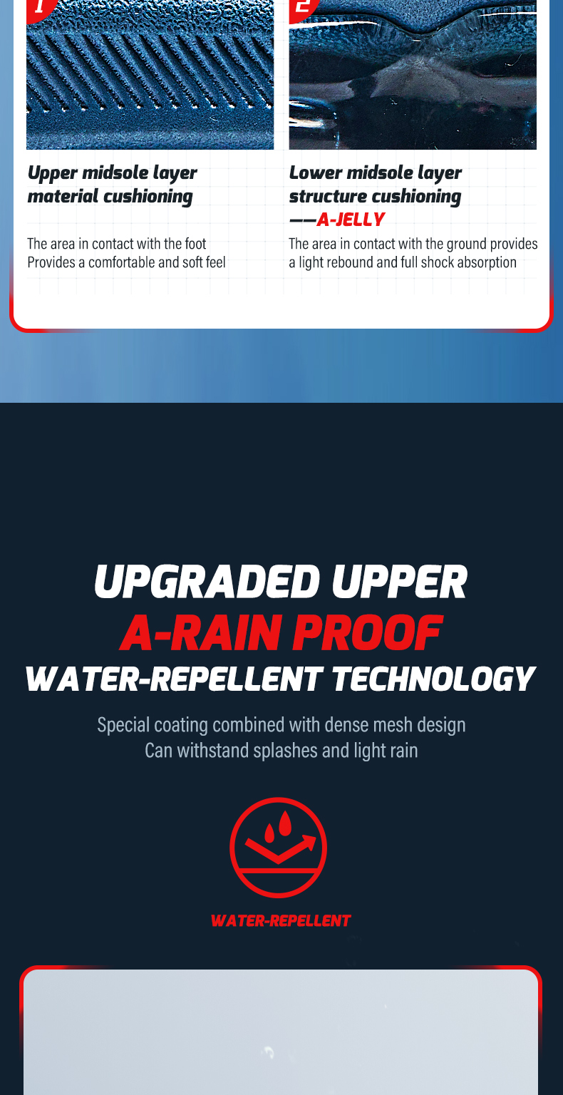 ANTA A-JELLY รองเท้าวิ่งผู้ชาย ยืดหยุ่น กันน้ำ เหมาะสำหรับเดิน ฟิตเนส ...