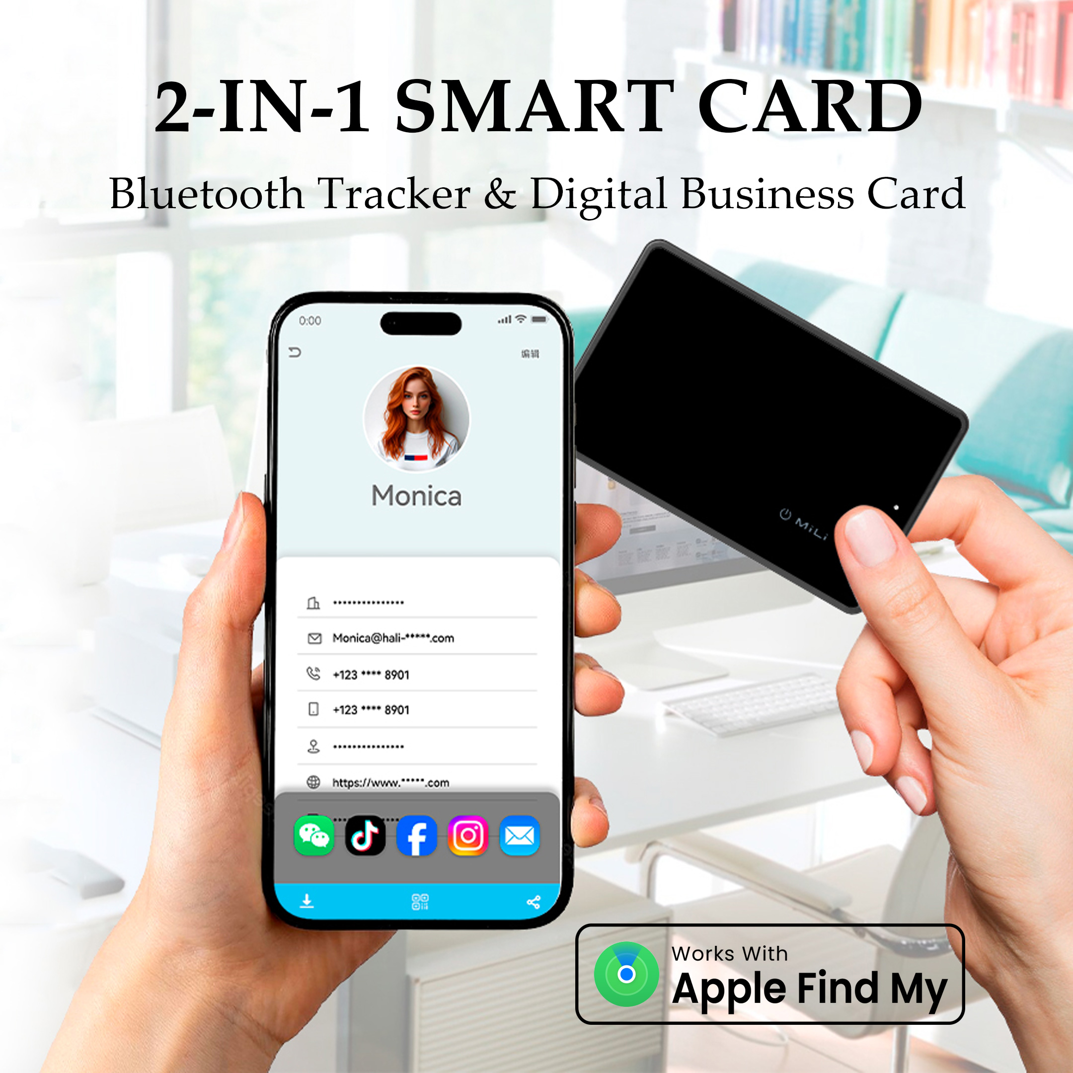 MiLi MiCard Proเครื่องติดตาม 2-in-1 รุ่น HD-P16-C (GPS for iOS/ NFC Business Card/Find My/ชาร์จ ...