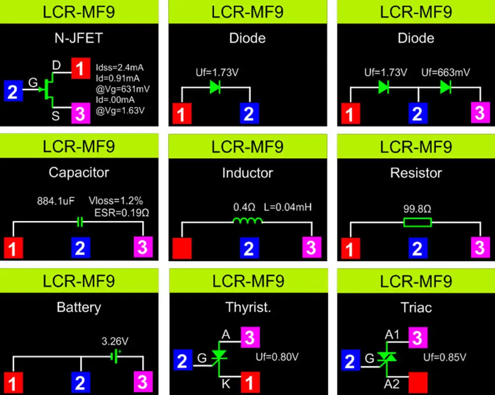 Multi-function LCR MF9 เครื่องทดสอบทรานซิสเตอร์ TFT ไดโอด Triod ...