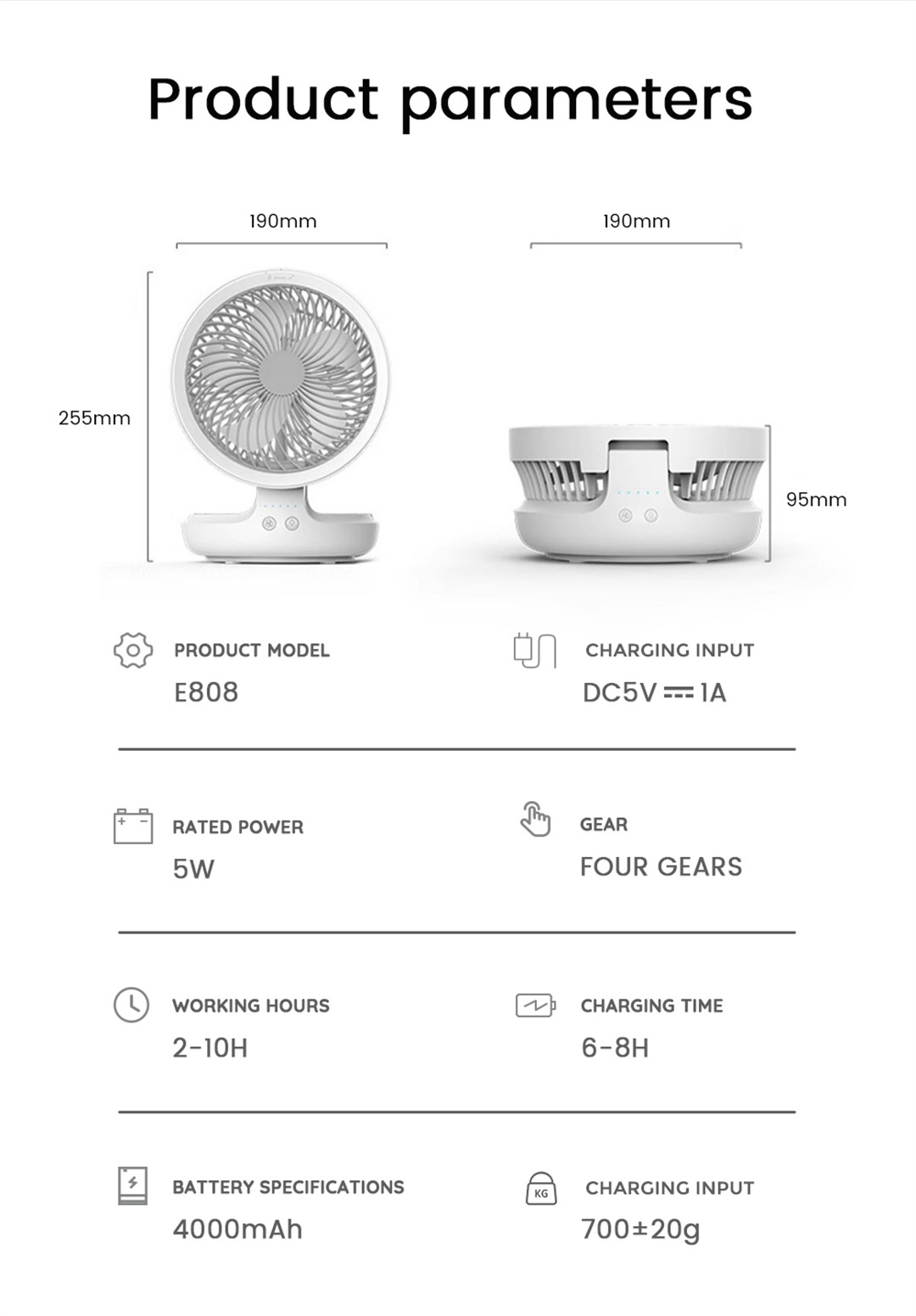 Edon E808 พัดลมตั้งโต๊ะโต๊ะหมุนเวียนอากาศแบบพับได้ USB แบบพกพาพร้อมไฟกลางคืนลมนุ่มสบาย | Shopee ...