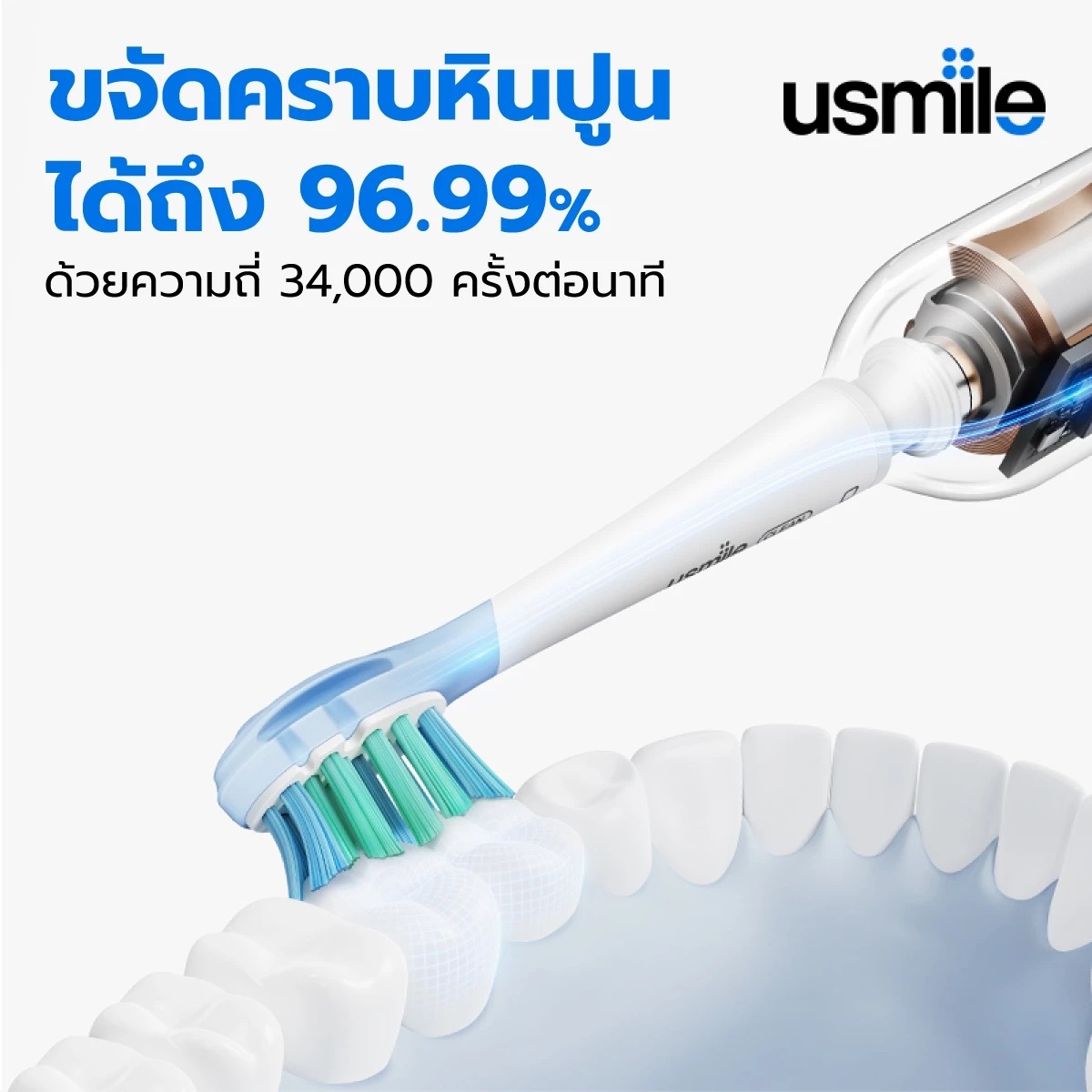 usmile P10 Pro Electric Toothbrush แปลงไฟฟ้า 3 โหมด พร้อมเซ็นเซอร์ตรวจความสะอาด ตัวสั่นเตือน ...