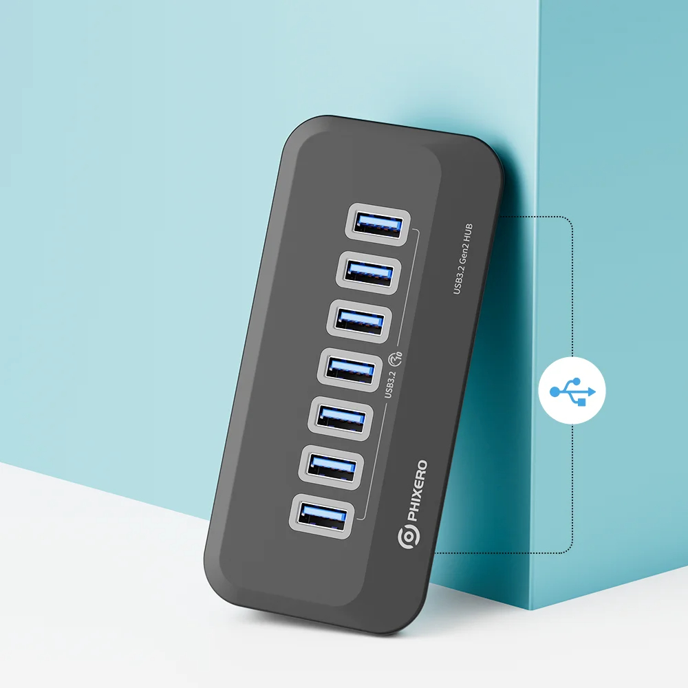 Phixero USB 3.2 Docking Station Hub 4 พอร์ต 7 พอร์ต PD60W 10Gbps ...