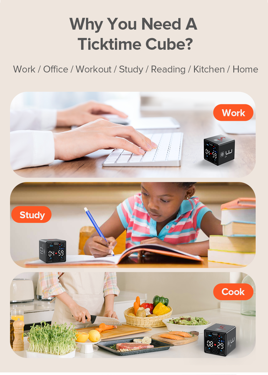 Llano Ticktime Cube Pomodoro Timer สมาร์ทจับเวลาสําหรับแต่งหน้า/หน้ากากทา/แต่งหน้าการแข่งขัน ...