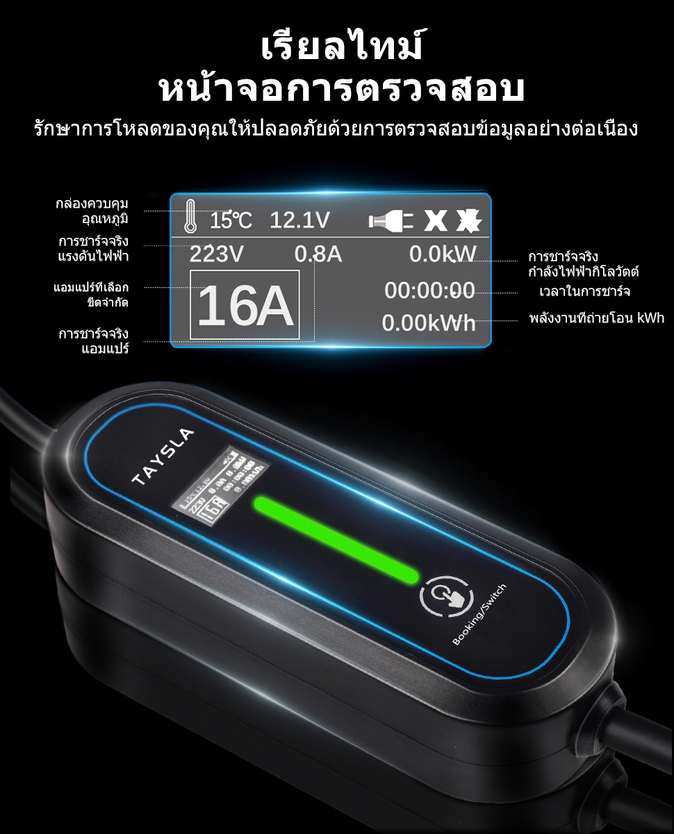 Taysla EV Charger TYPE 2 3.5KW 16A EU Plug 80V-260V สายชาร์จสําหรับ ...