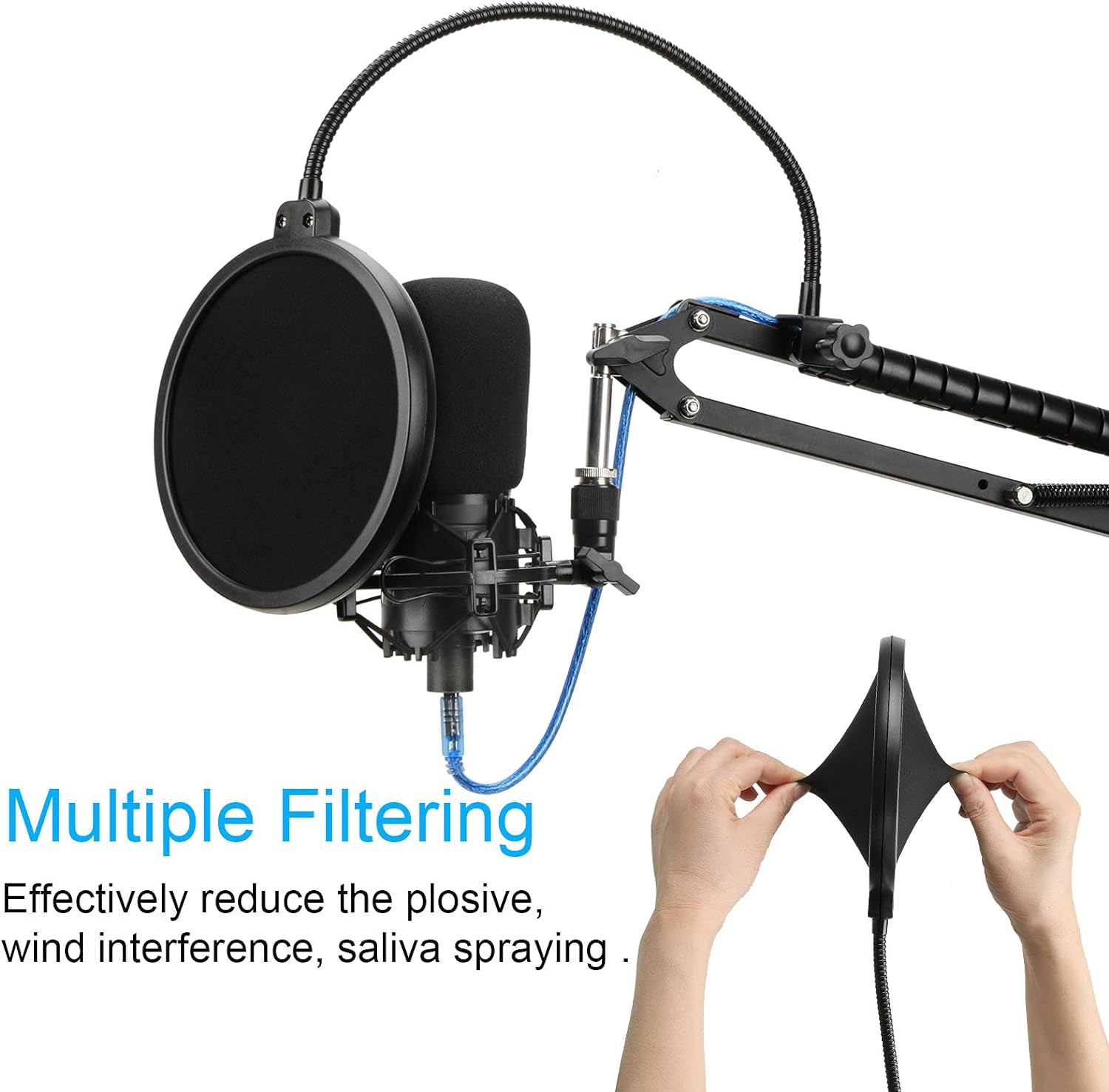 At2020 ขาตั้งไมโครโฟนพร้อม Pop Filter - Professional ไมโครโฟน Boom Arm ...