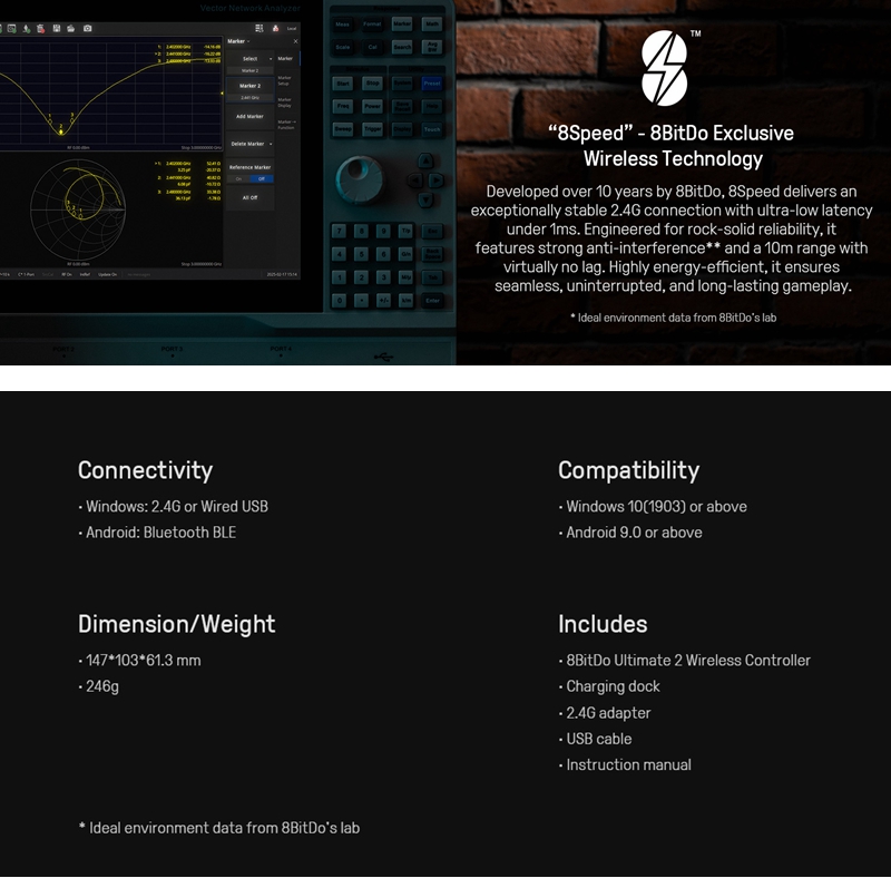 8bitdo Ultimate 2 คอนโทรลเลอร์ไร้สายสําหรับ Windows PC Android Steam ...