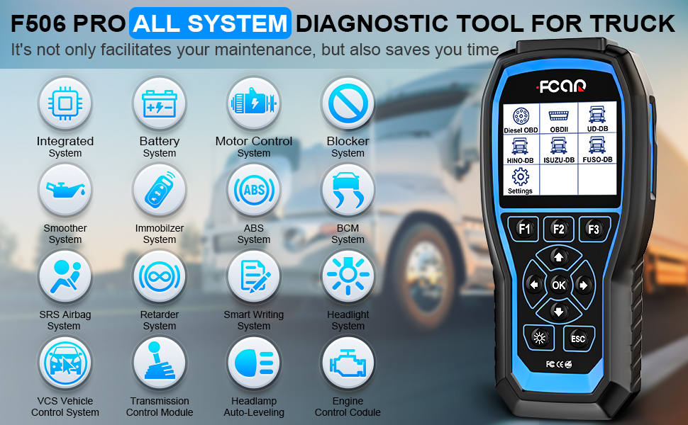 Fcar F506 PRO เครื่องสแกนรถบรรทุก เครื่องอ่านโค้ด ลบโค้ดผิด DPF Regen ...