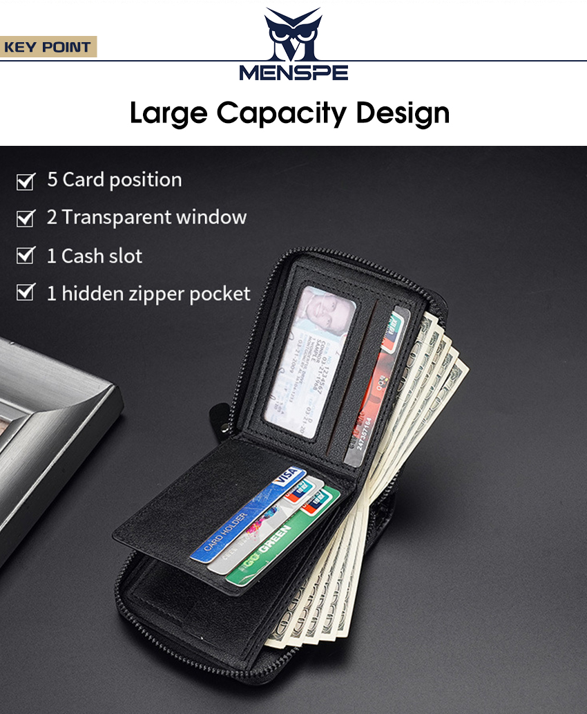 Menspe Mens Retro Mens Short PU Leather Wallet Large Capacity Business ...