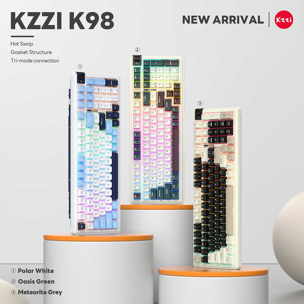 KZZI K98 98 Key ปะเก็นโครงสร้างสามโหมดบลูทูธไร้สายพร้อม Roller RGB คีย์บอร์ดเกม | Shopee Thailand