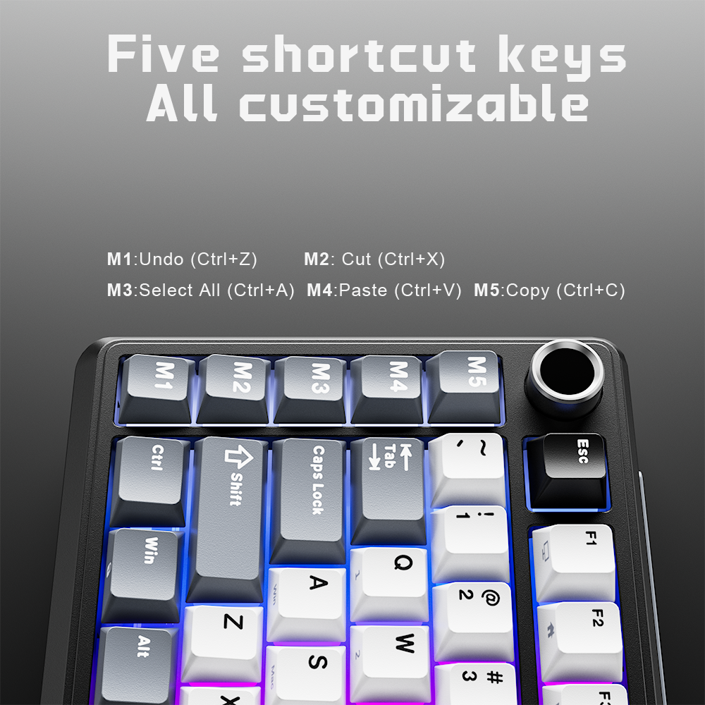 Royal Kludge RK L75 Knight สีดํา 85 คีย์ RGB Diy Tri-Mode RGB แบบมีสาย ...