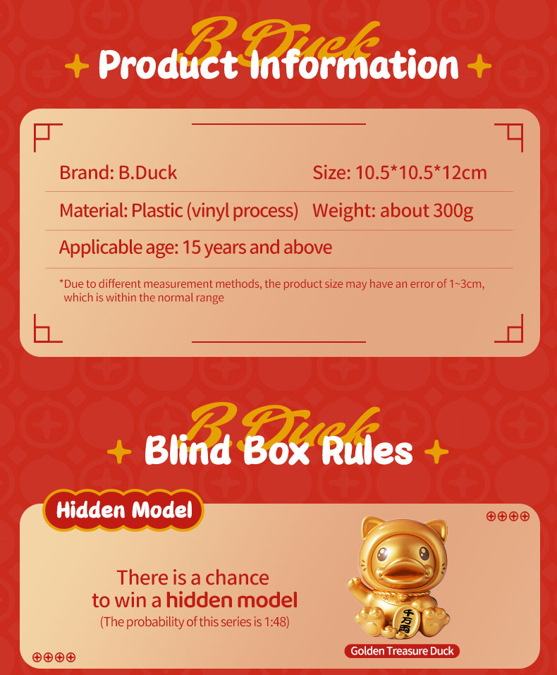 B.Duck Fortune Duck Series Blind Box Single Box (4 normal version + 1 ...