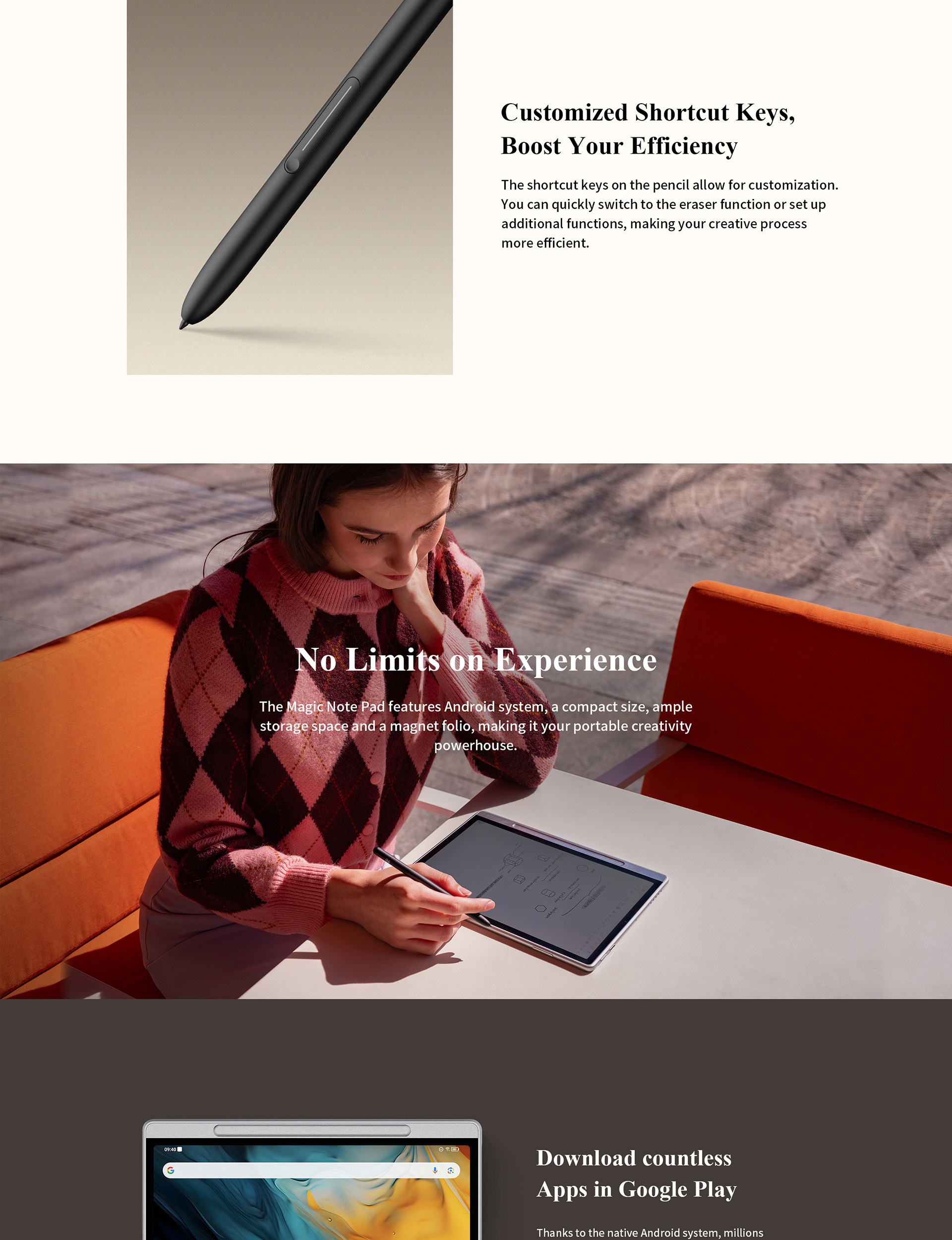 XPPen Magic Note Pad 11 นิ้ว World-first 3-in-1 Color Note Pad 128GB E Note E Reader ระบบ ...