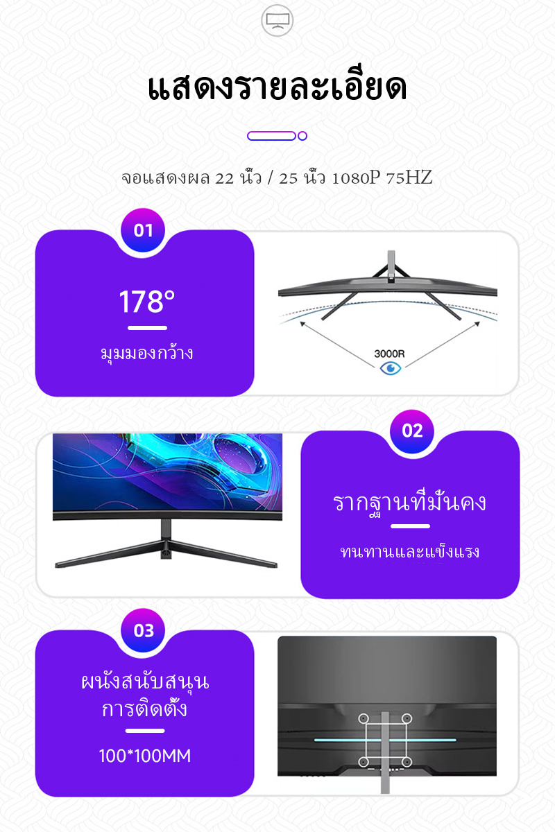 Jeaansp PC Monitor 19 22 24 นิ้ว 60Hz VA HD/Edgeless Gaming Monitor 22 ...