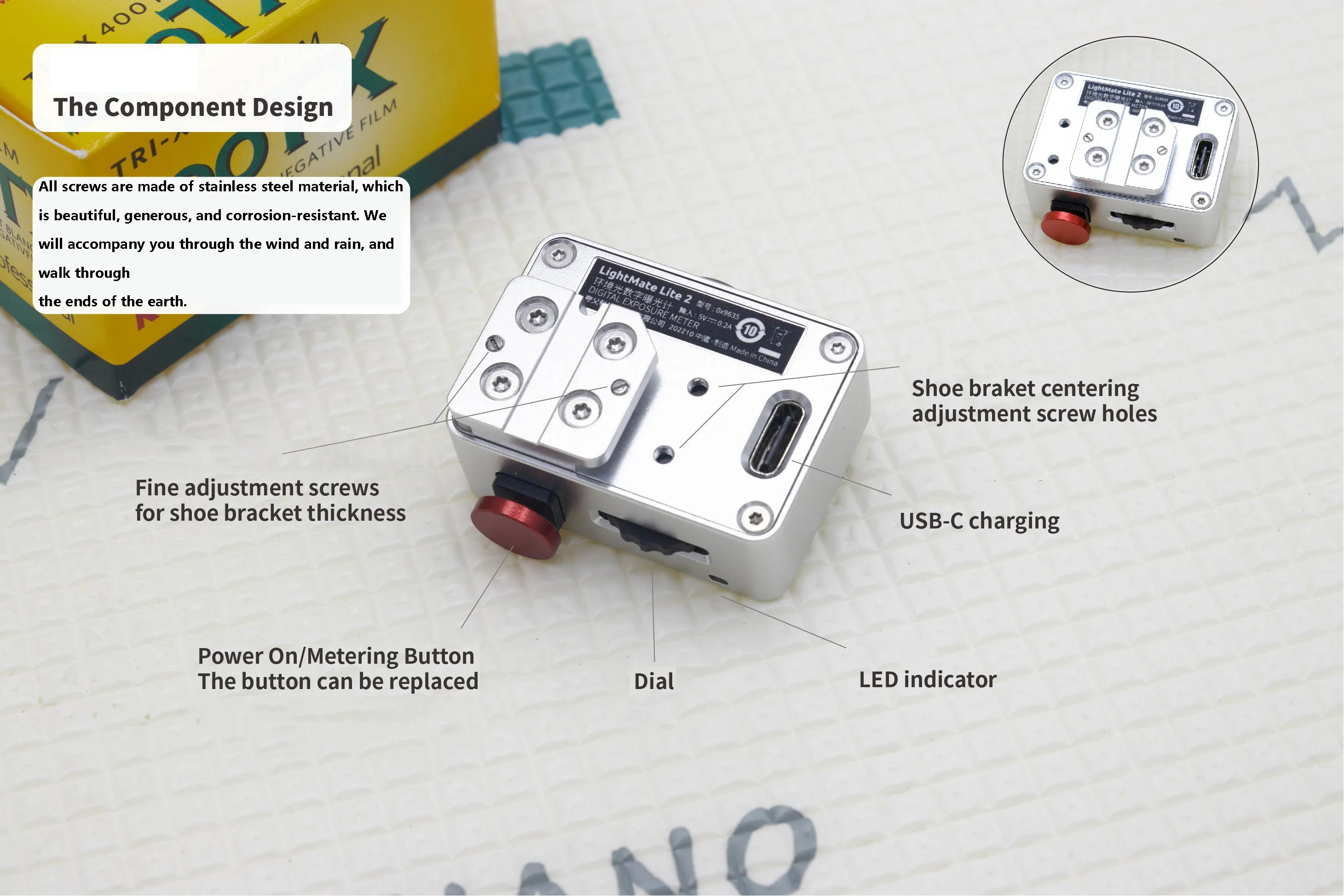 LightMate Photography Mini Camera Light Meter Lite 2 Set-top Reflection ...