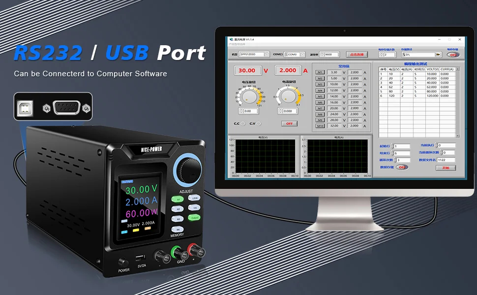 Kuaiqu โปรแกรมสลับแหล่งจ่ายไฟ RS232/พอร์ต USB ซอฟต์แวร์เชื่อมต่อ PC ...