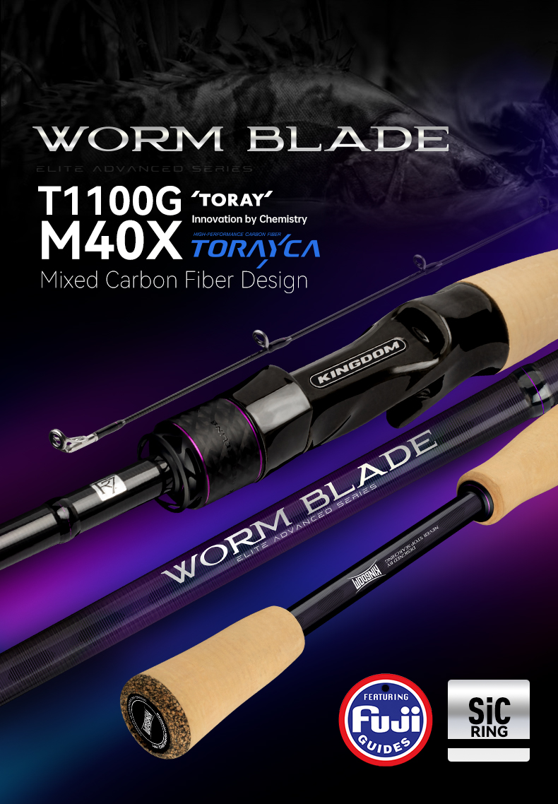 Kingdom WORM BLADE Fishing Rod 1.9m/1.95m/1.98m/2.01m/2.04m 2 ส่วน 74g ...