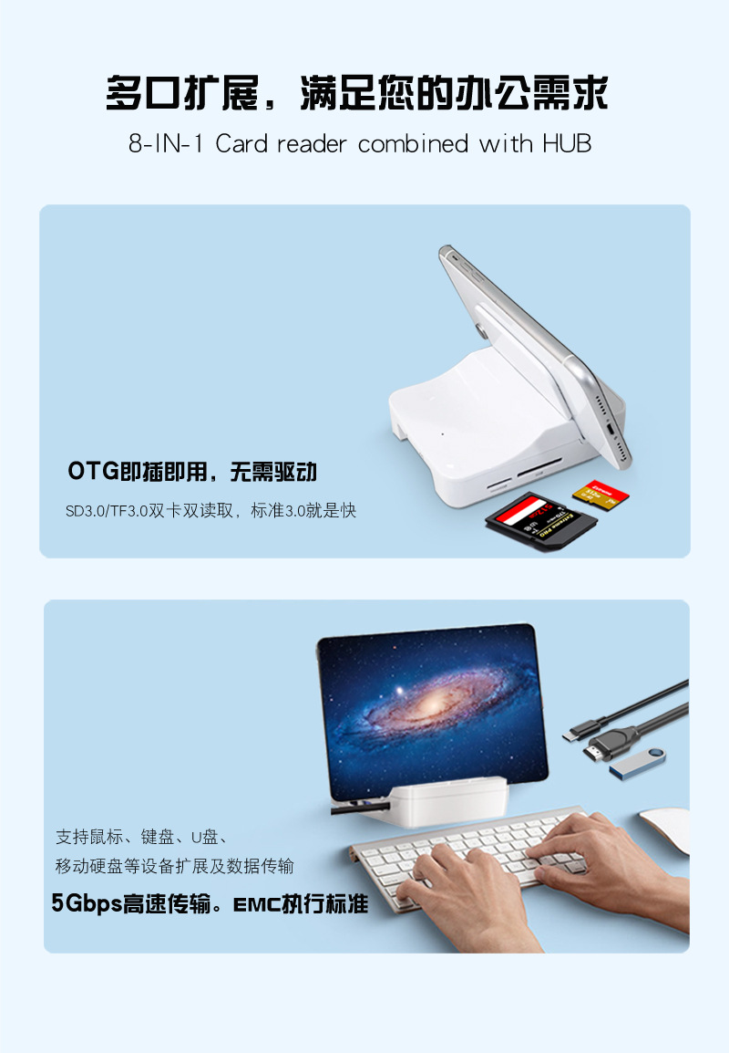 8-in-1 Steamdeck Switch Dock Base Type-C Handheld Stand USB Splitter ...