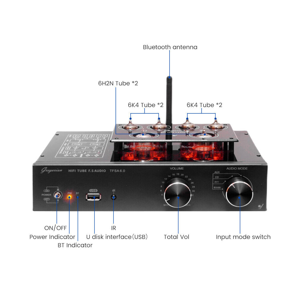 จากอังกฤษ 6922 วงจร lossless 5.0 บลูทูธ Class A 6K4 6N2 สูญญากาศ Preamp ...