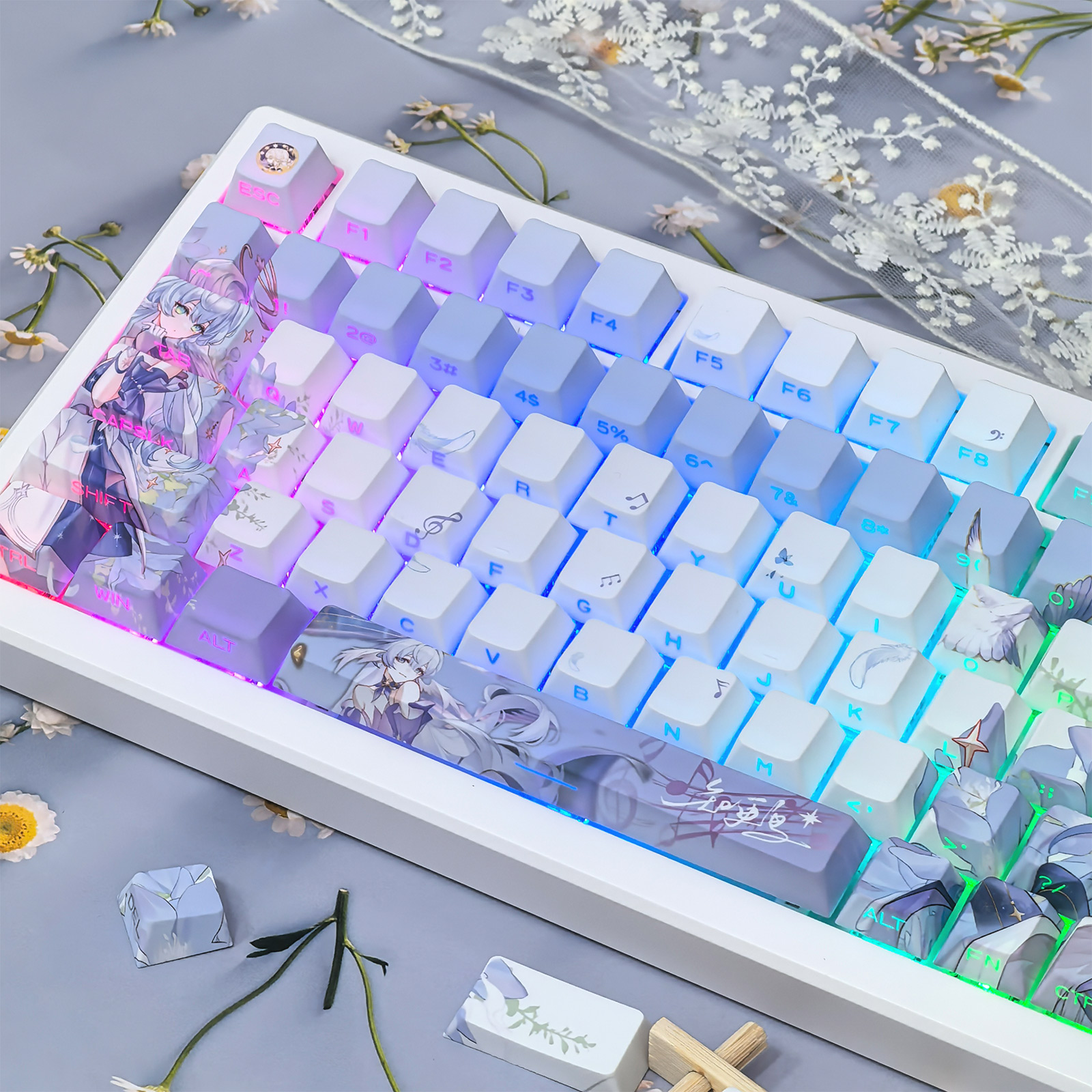 Robin Keycap Cherry Profile 120 + คีย์ PBT ห้าด้าน Dye Sublimation ...