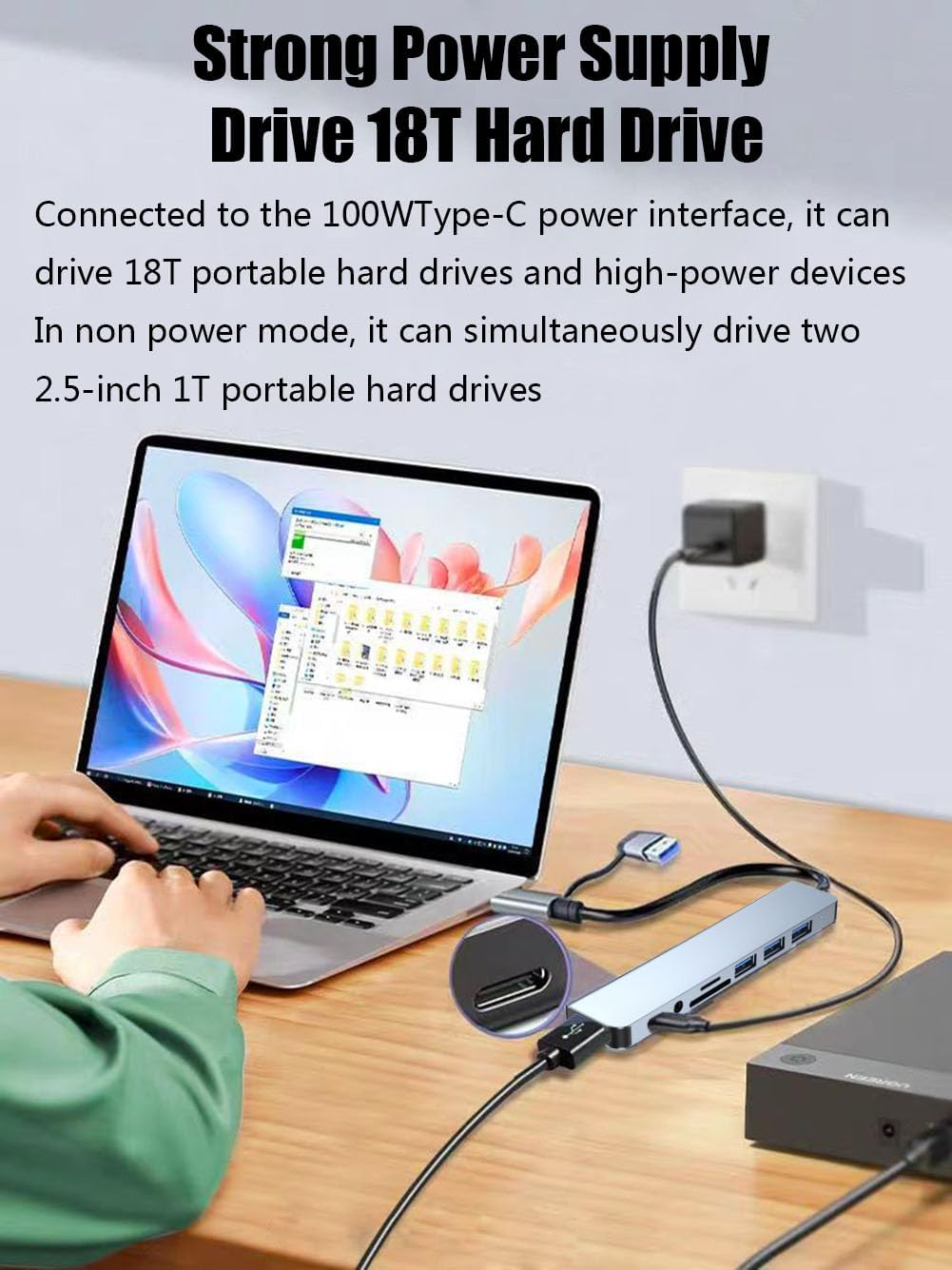พอร์ต USB HUB 8 in 2 Type C Expander พร้อม TF SD Reader 3.5 มม.เอาต์พุต ...