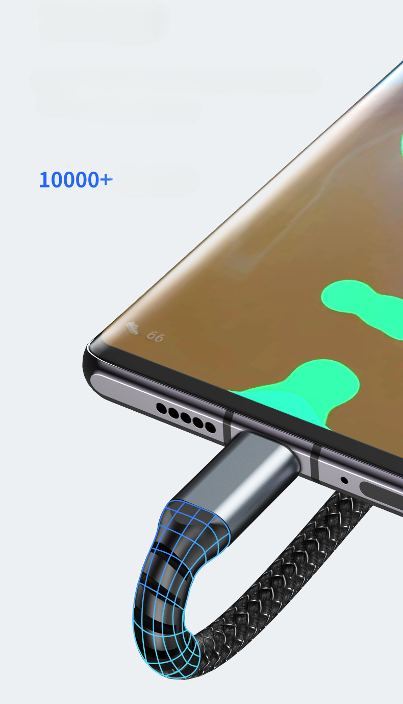 สายชาร์จข้อมูลอย่างรวดเร็วแบบใส 100W สําหรับอุปกรณ์ Apple Android Type ...